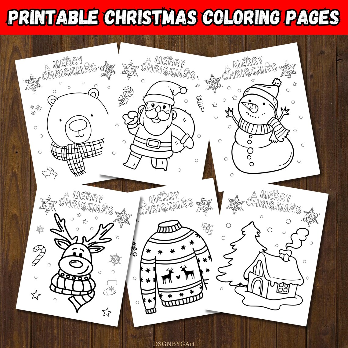 Christmas Coloring Pages for Kids: 15 Printable Designs (PDF) - Etsy