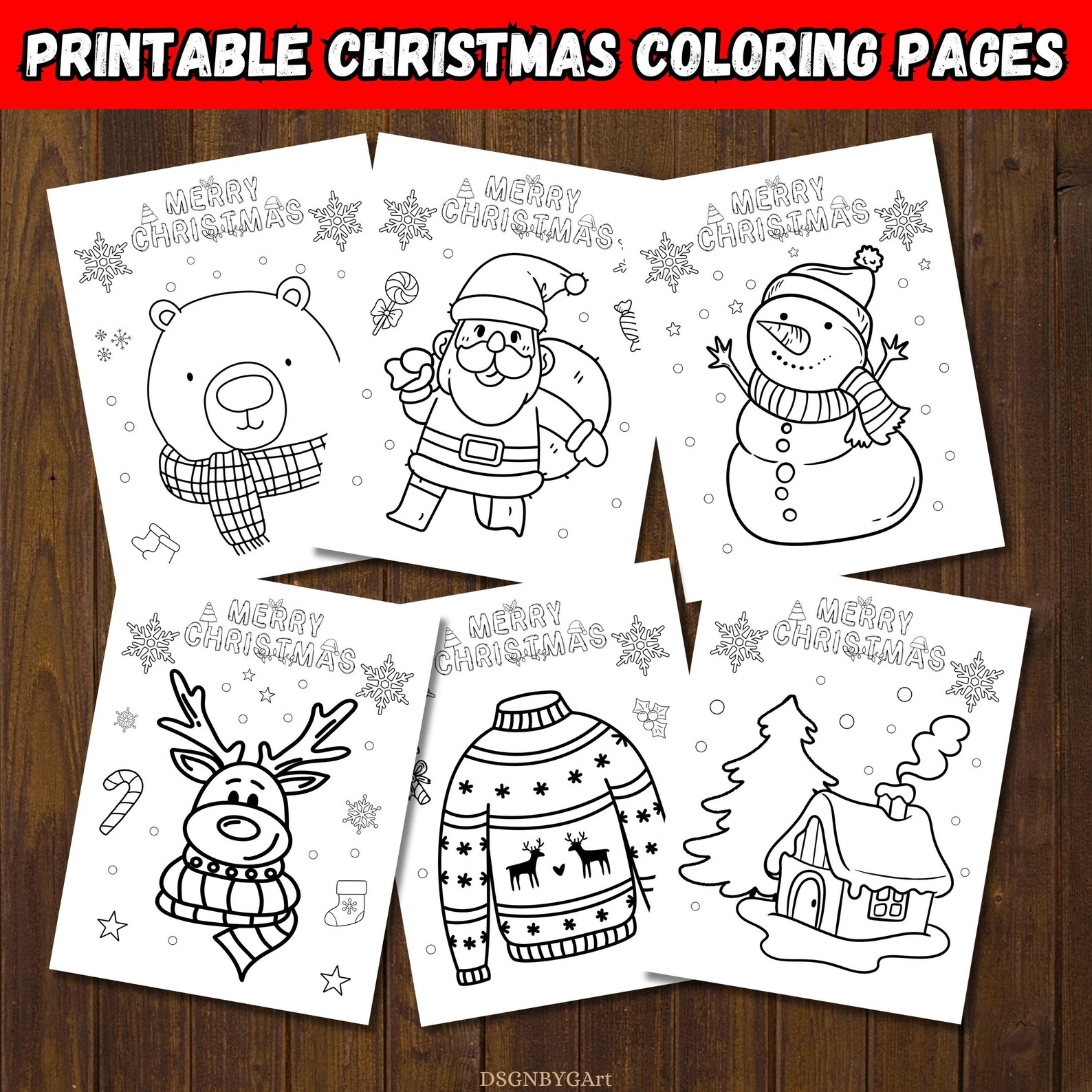 Christmas Coloring Pages for Kids: 15 Printable Designs (PDF) - Etsy