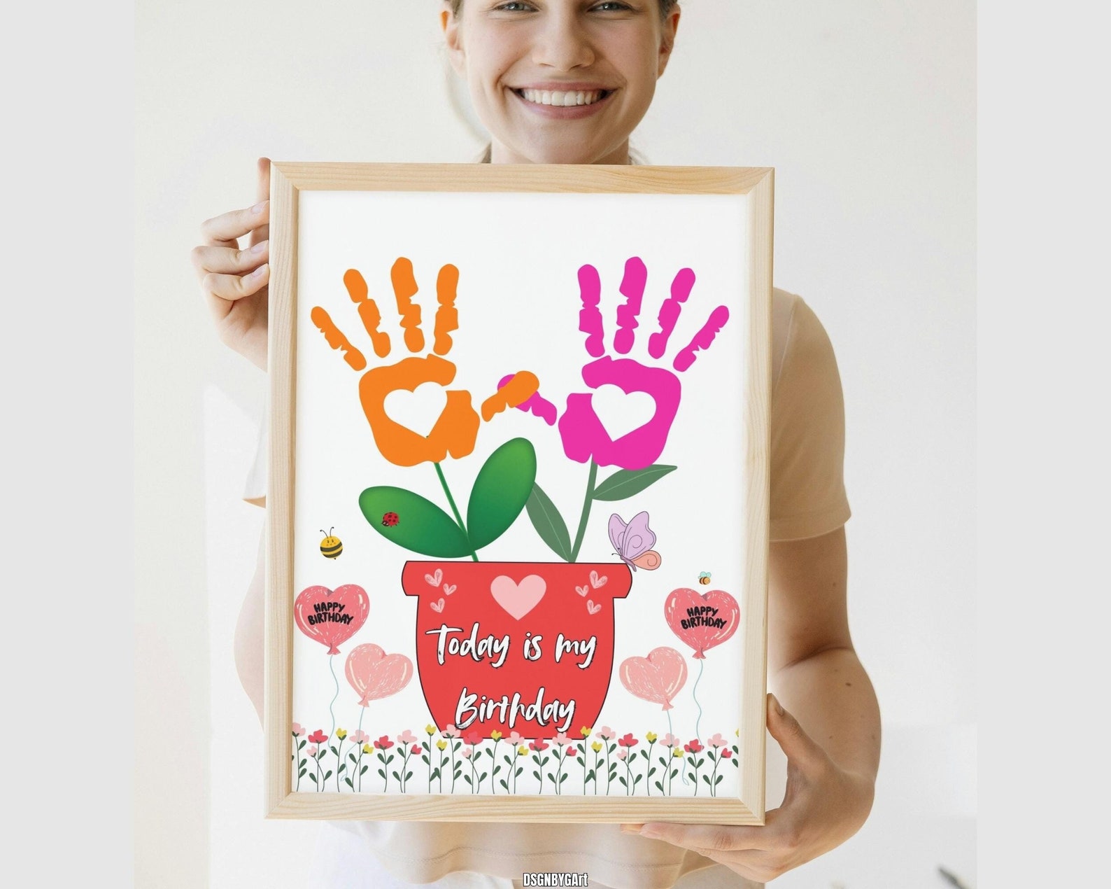 Flower Handprint Art Birthday Gift: Kids Keepsake Craft (PDF ...