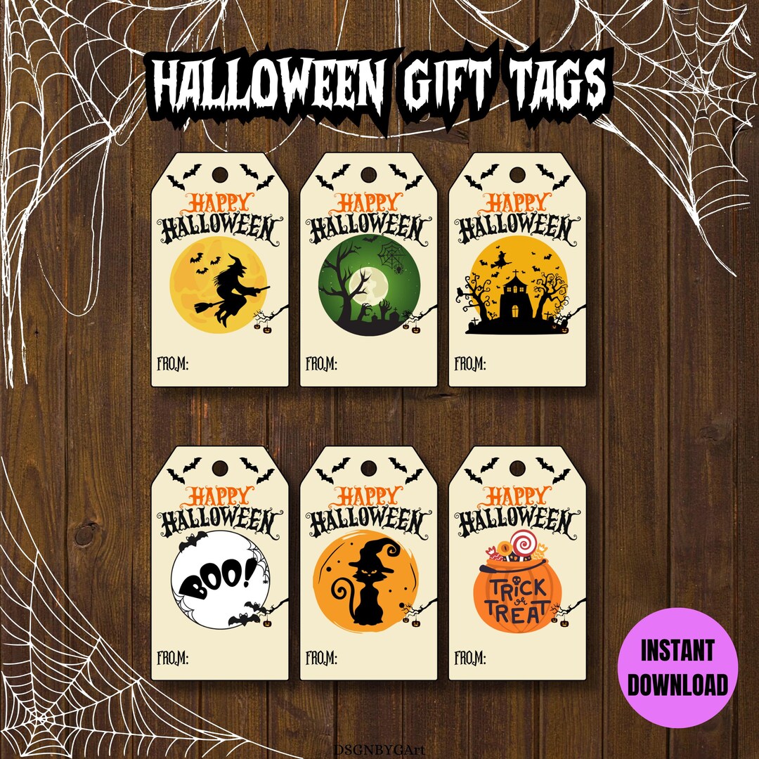 Halloween Gift Tag, Printable Halloween Gift Tags, Halloween Class Gift ...