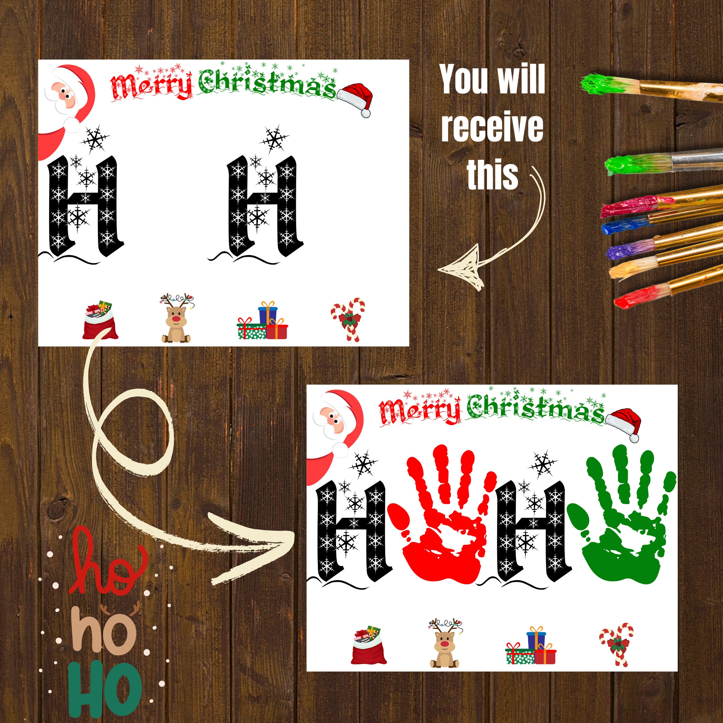 Christmas Handprint Craft, Handprint Footprint Art, Ho Ho Ho, Preschool ...