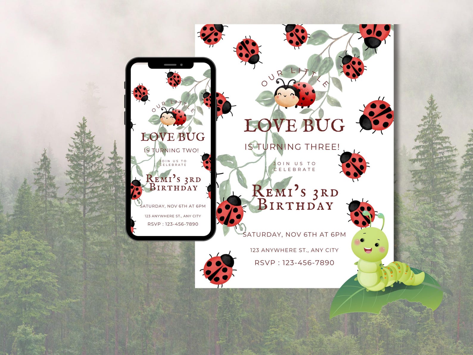 Love Bug Birthday Invitation - Etsy