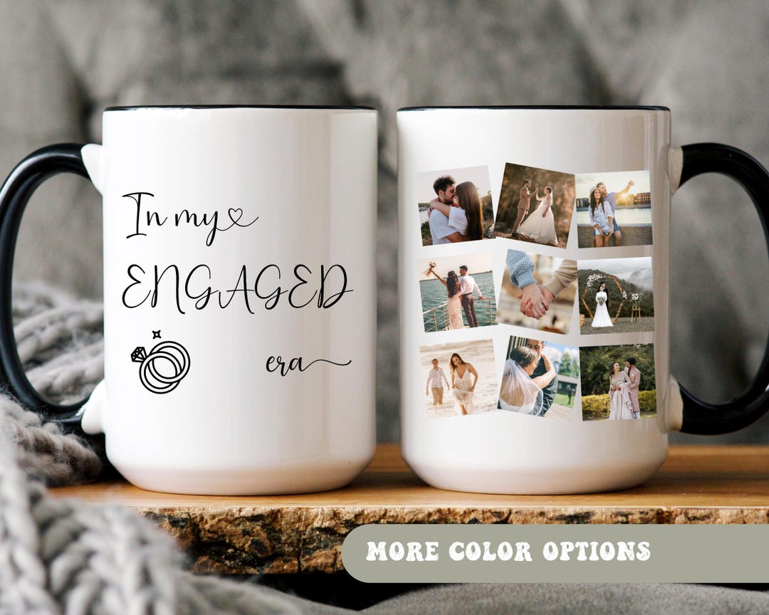 Personalized Photo Engaged Mug, Engaged Announcement Mug, Engaged Era ...