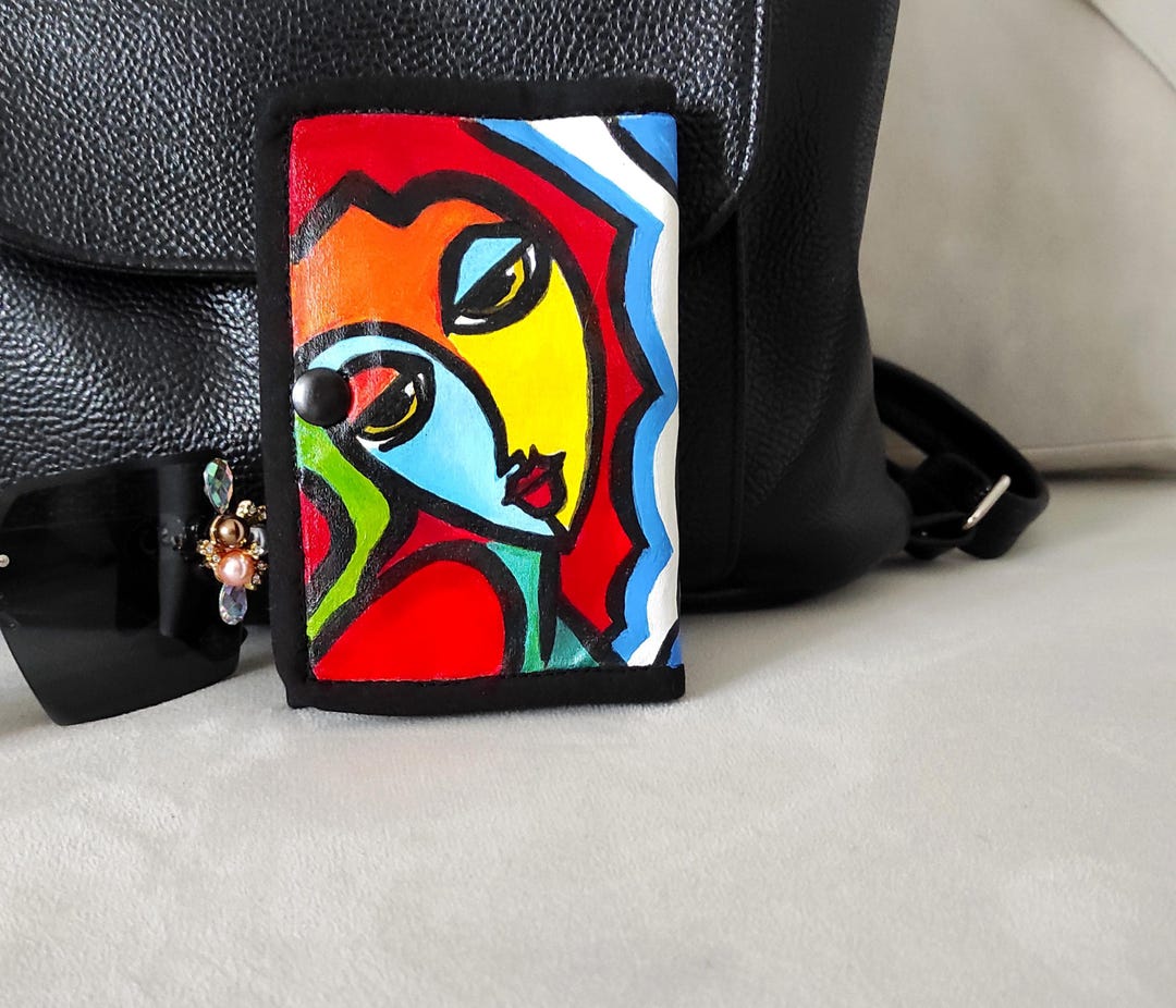Upcycled, Hand Painted, Trifold, Colourful Faux Leather Purse. for Your ...