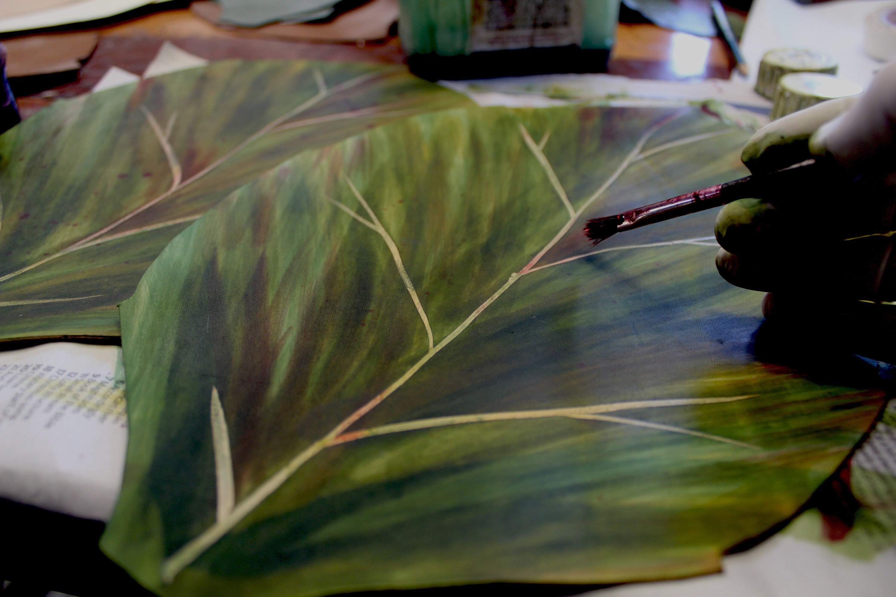 Leaf Art Utensil Wraps With Elvish Script, Leaf Pencil Holder, Pencil ...