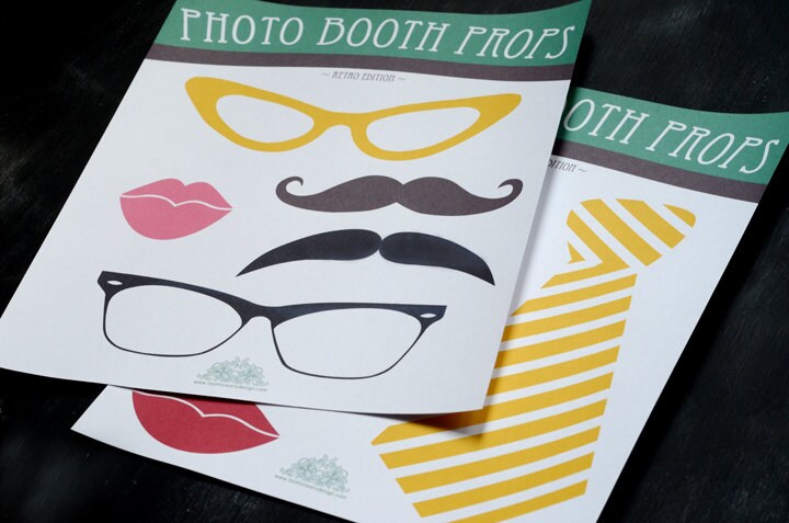 Printable Retro Photo Booth Props - Perfect for Weddings, Showers ...