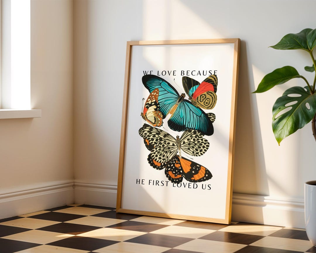 1 John 4:19 Bible Verse Wall Art Print, Vintage Nature Decor ...