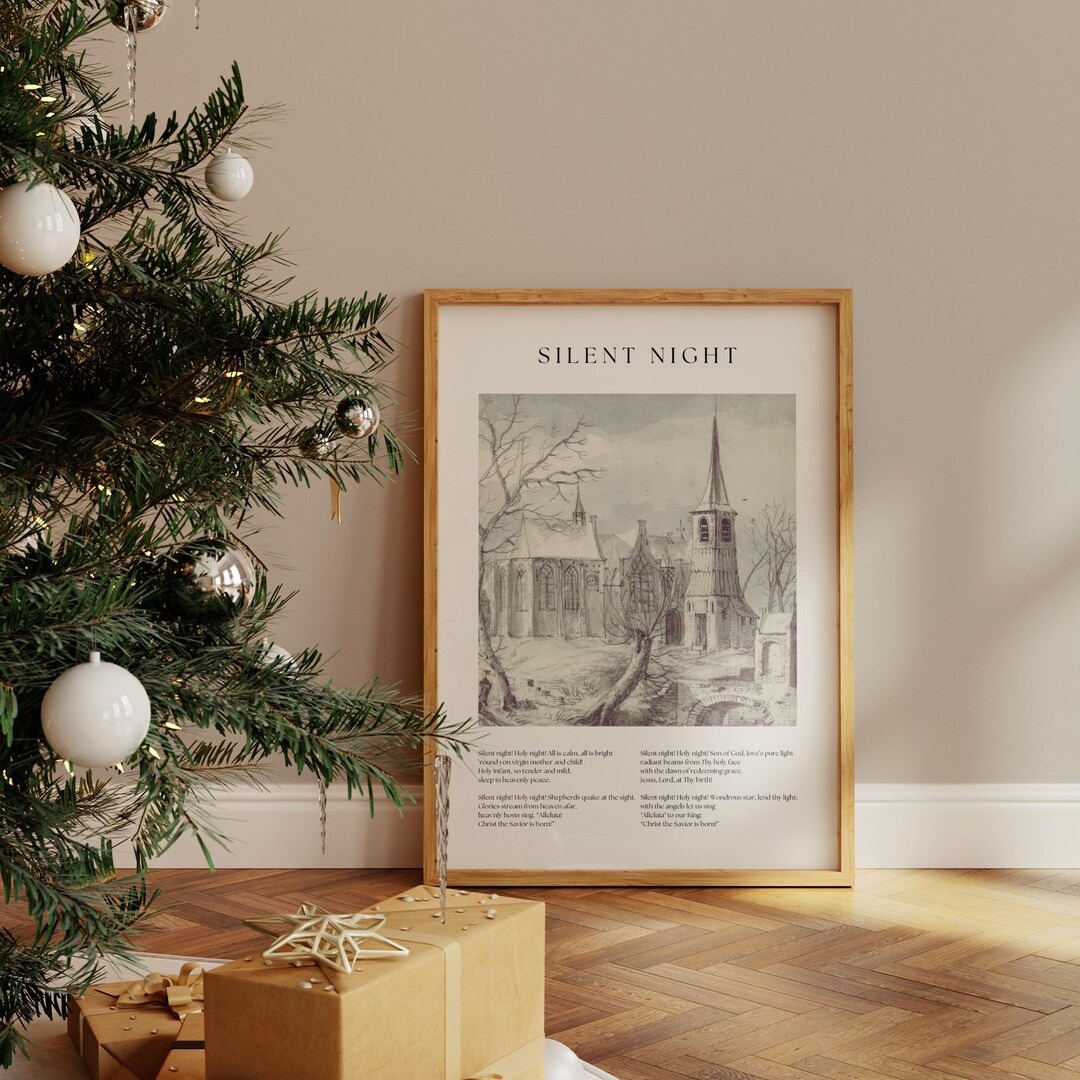 Silent Night Hymn Printable: Vintage Christmas Carol Art (digital ...
