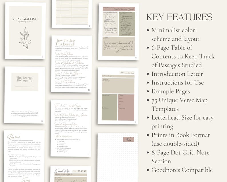 Verse Mapping Journal: Printable Bible Study Templates (PDF Version) - Etsy
