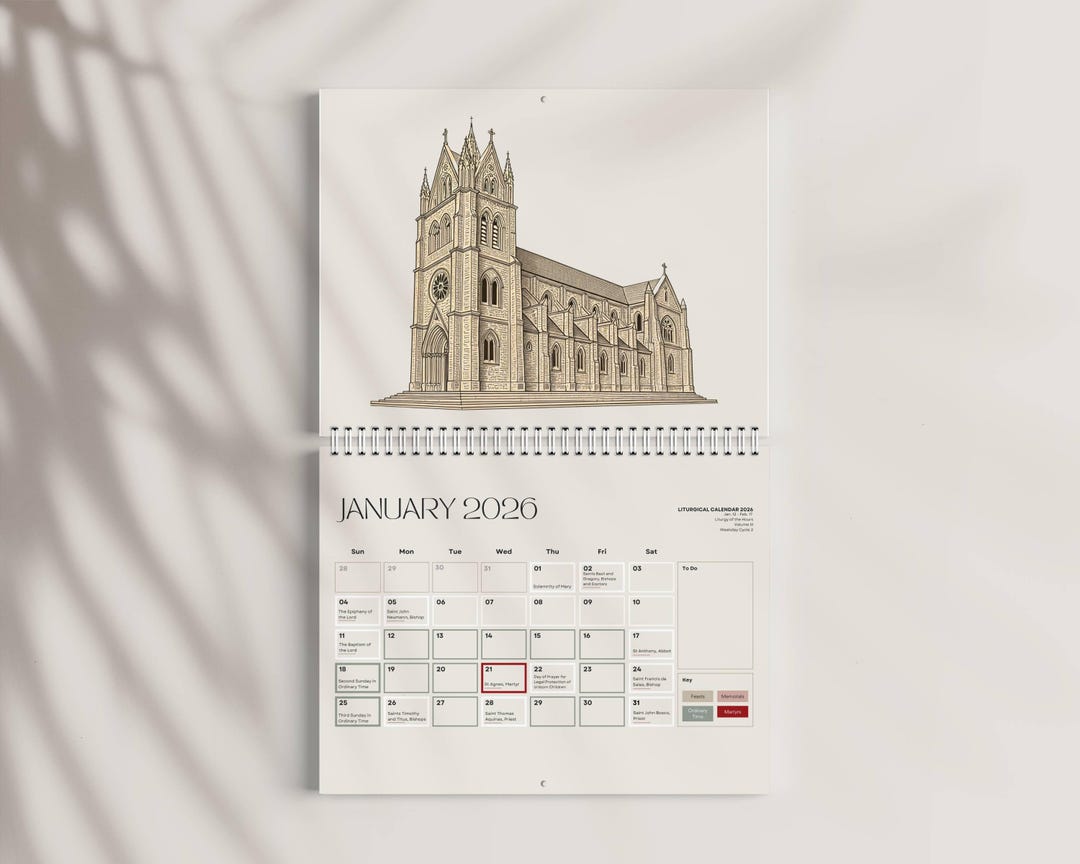 2026 Liturgical Wall Calendar: Minimalist Church Planner | Catholic ...