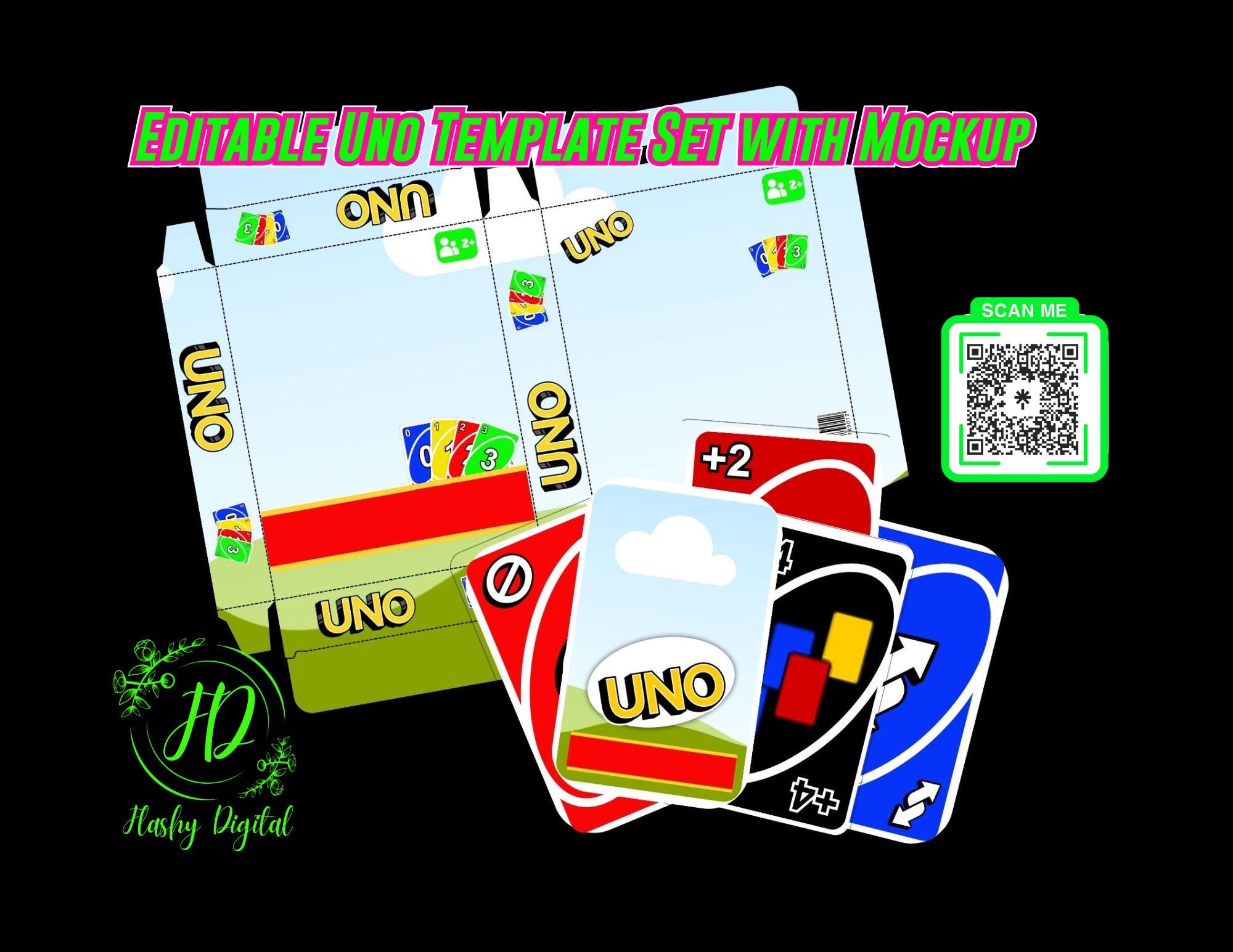 EDITABLE Uno Card Deck, Box and Mockup Canva Template- Add Your Own ...