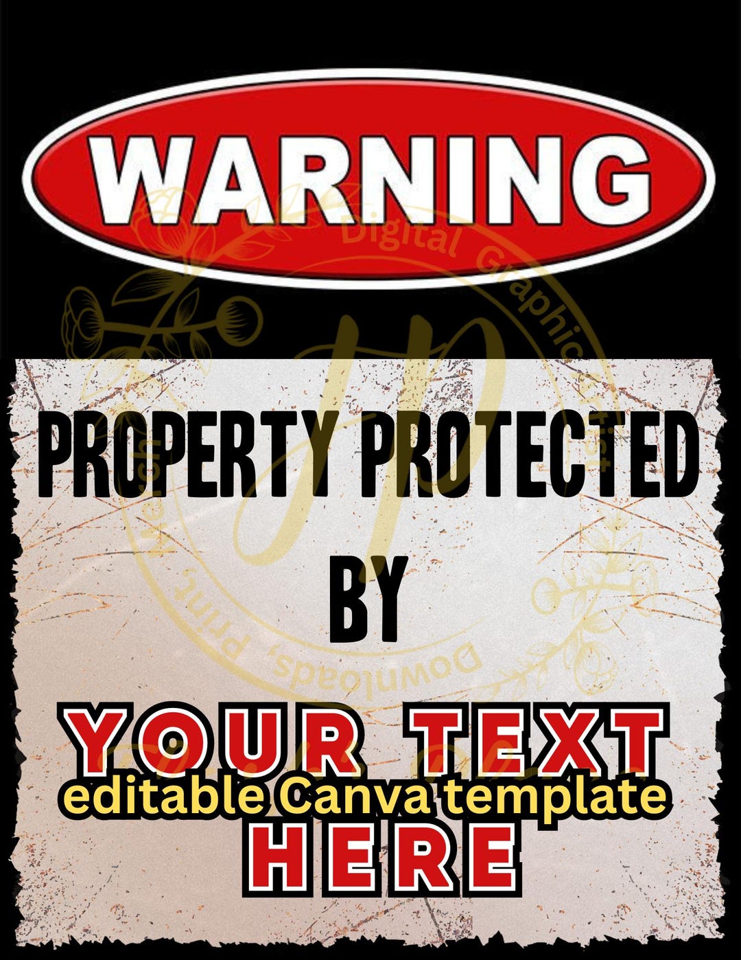 Warning Sign Template - EDITABLE in Canva - Etsy