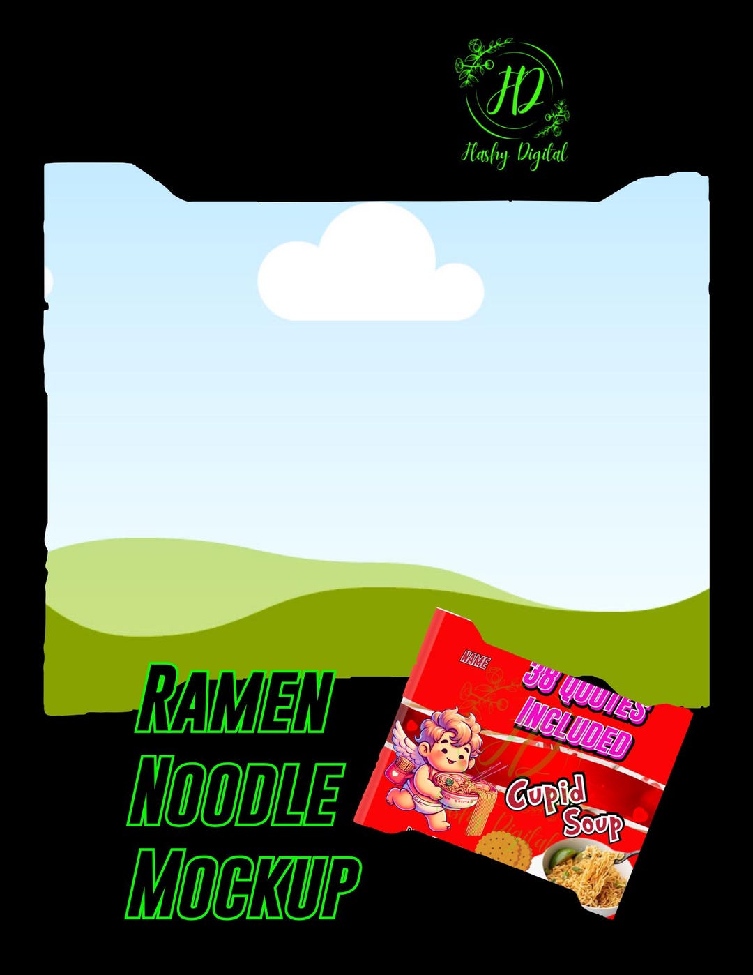 Ramen Noodle Wrapper Mockup CANVA Frames Template Drag & Drop - Etsy