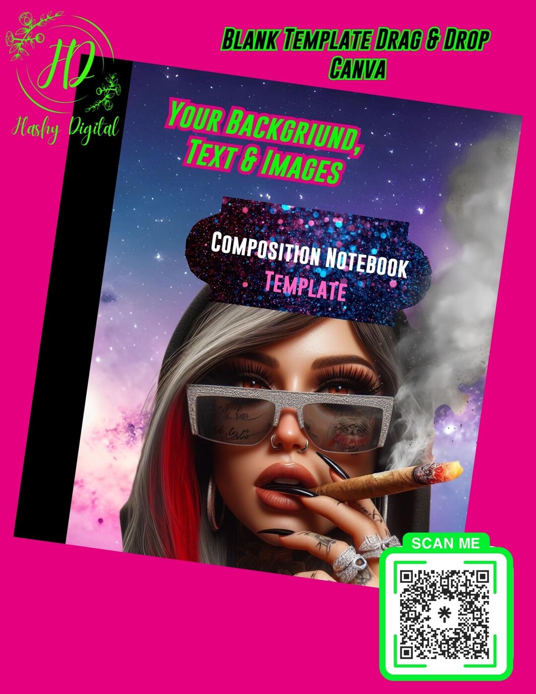 EDITABLE Composition Notebook Template - Canva Drag and Drop Your Own ...