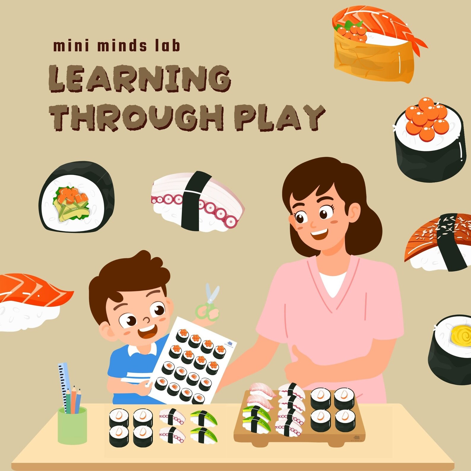 Build a Sushi Platter Pretend Play Fun Printable Learning Game for Kids ...