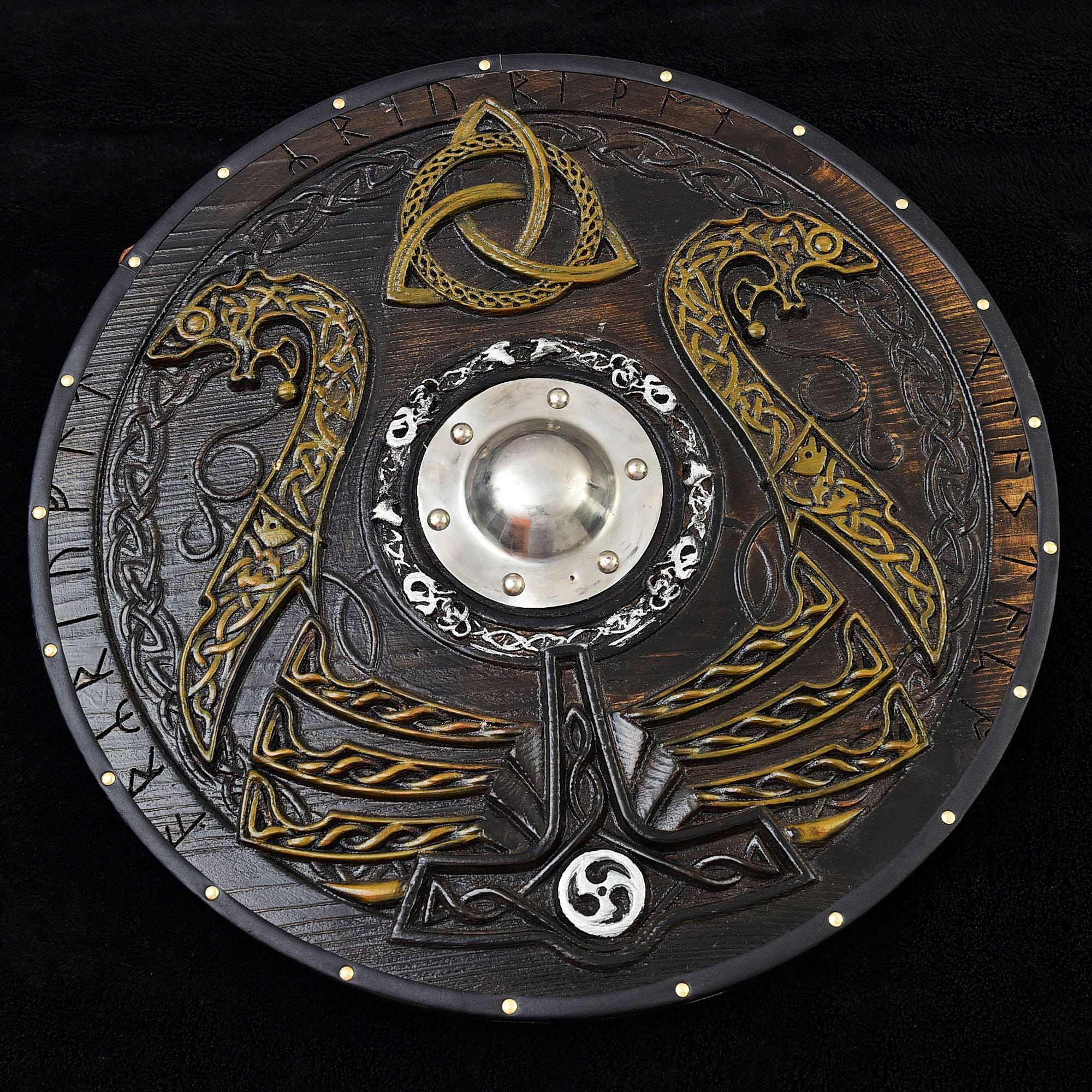 Custom Viking Shield, Medieval Axe &shield Set, Carved Viking Gift ...