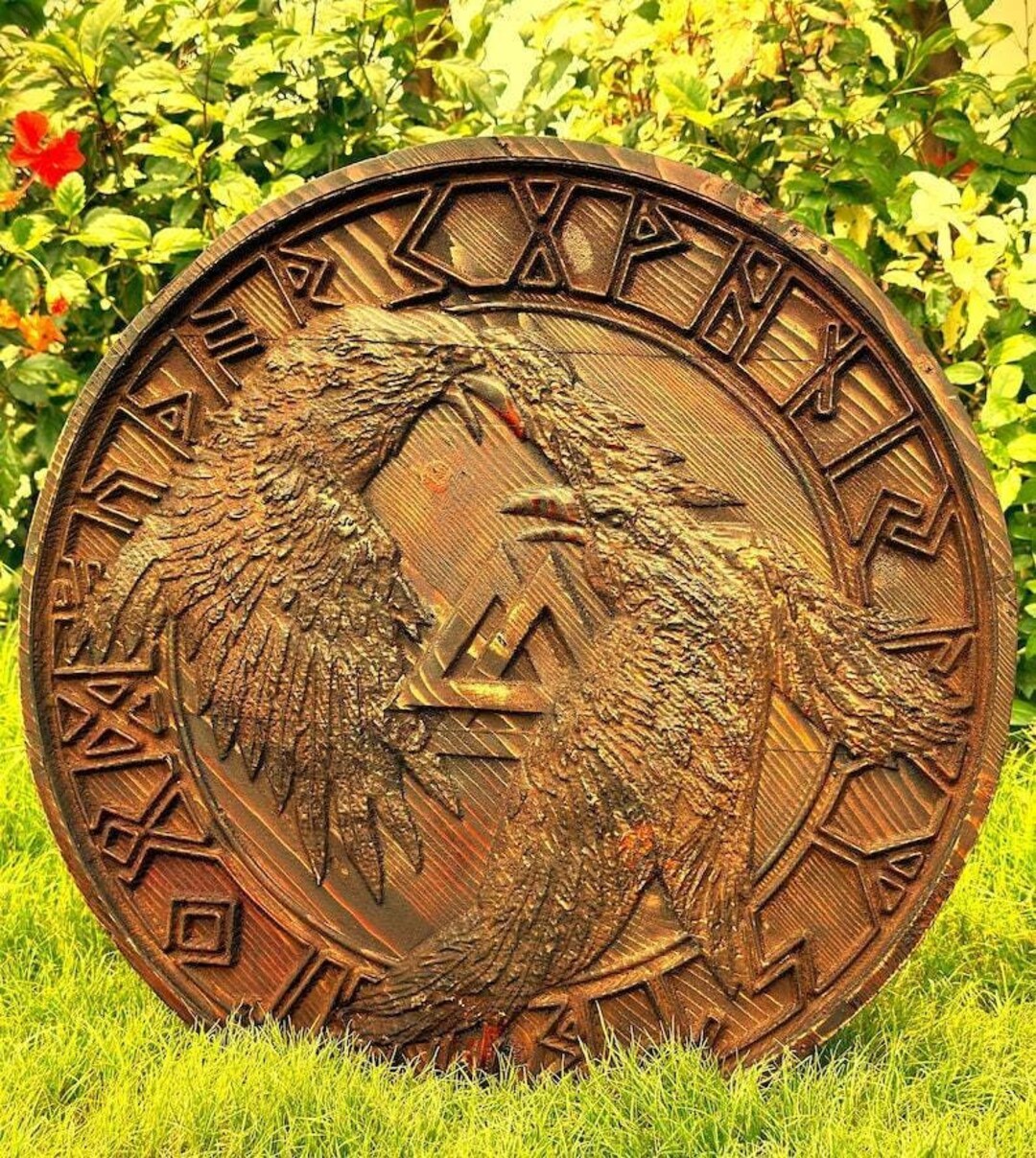 Custom Viking Raven Shield | Medieval Round Shield | Viking Cosplay ...