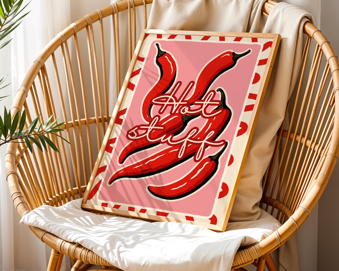 Hot Stuff Maximalism Chilli Wall Art Print. Red Hot Chilli’s Food ...