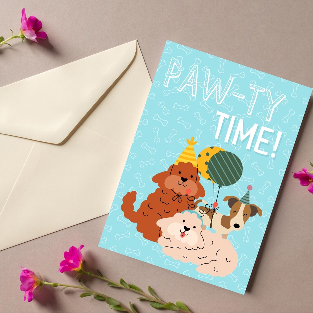 Paw-ty Time Multi Use 5 Pack Greeting Cards. Dog Party, Cards From the ...