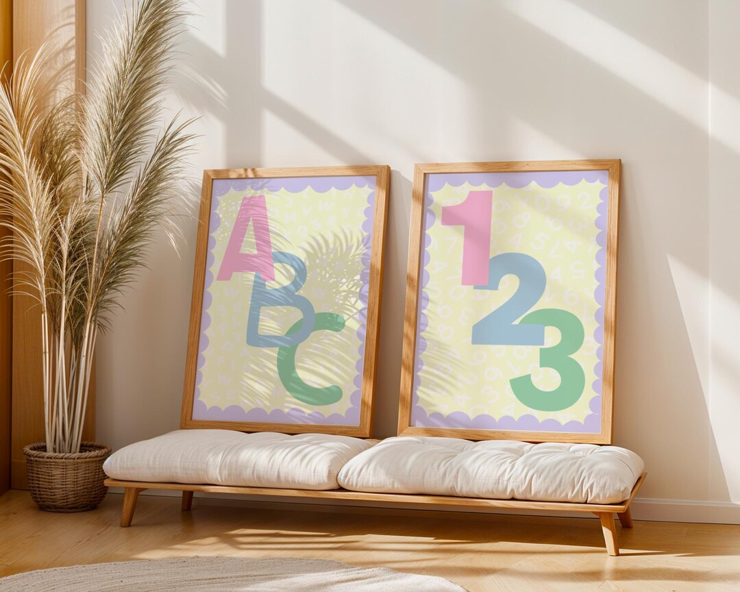 Pastel Alphabet and Numbers Nursery Prints (digital Download) - Etsy