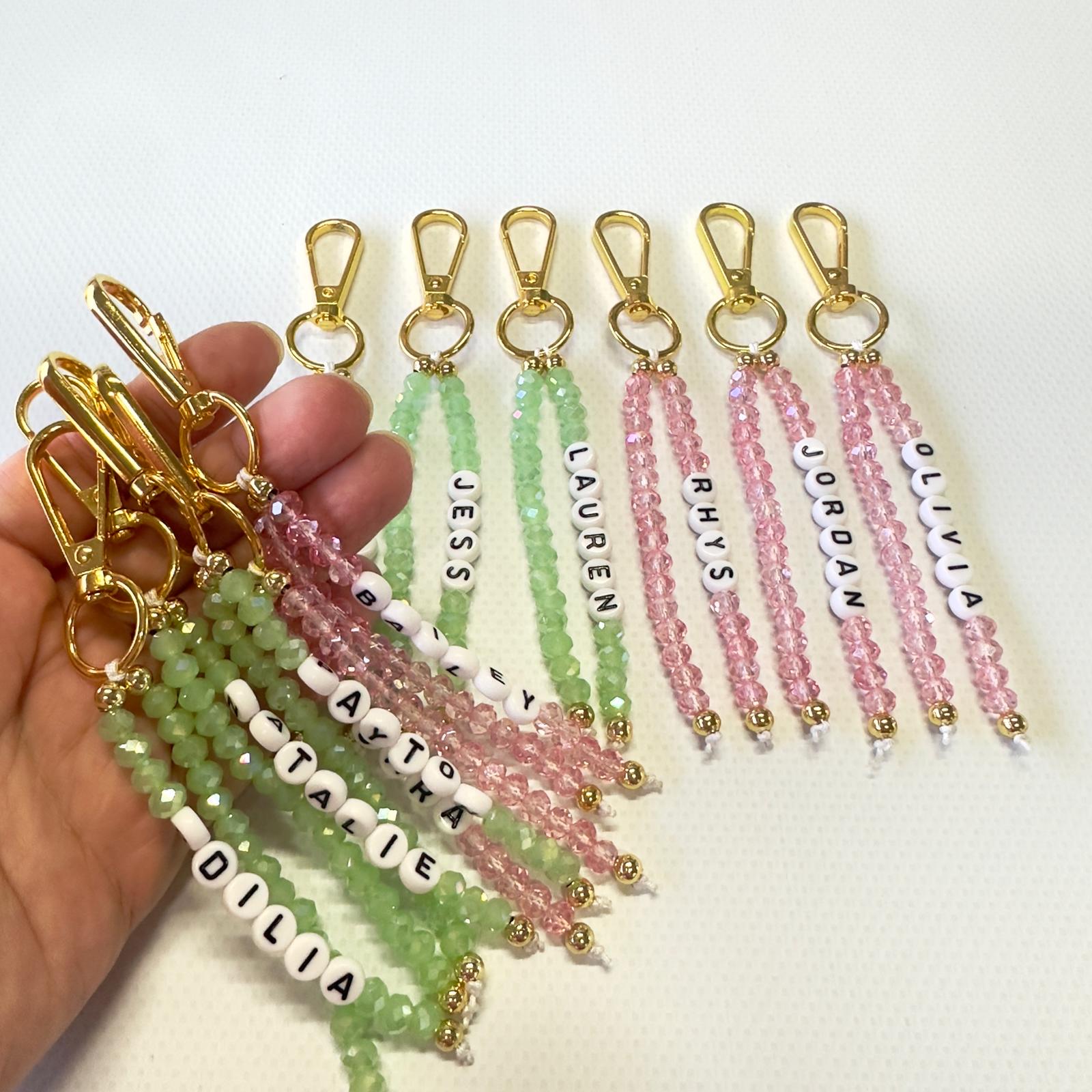 Cute Personalized Name Keychain, Custom Initial Beaded Keychain, Letter ...