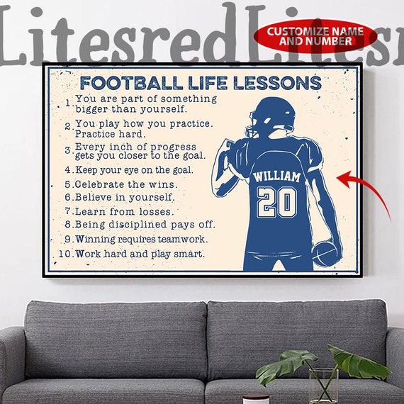 Football Life Lessons Poster Personalized Football Poster | Etsy