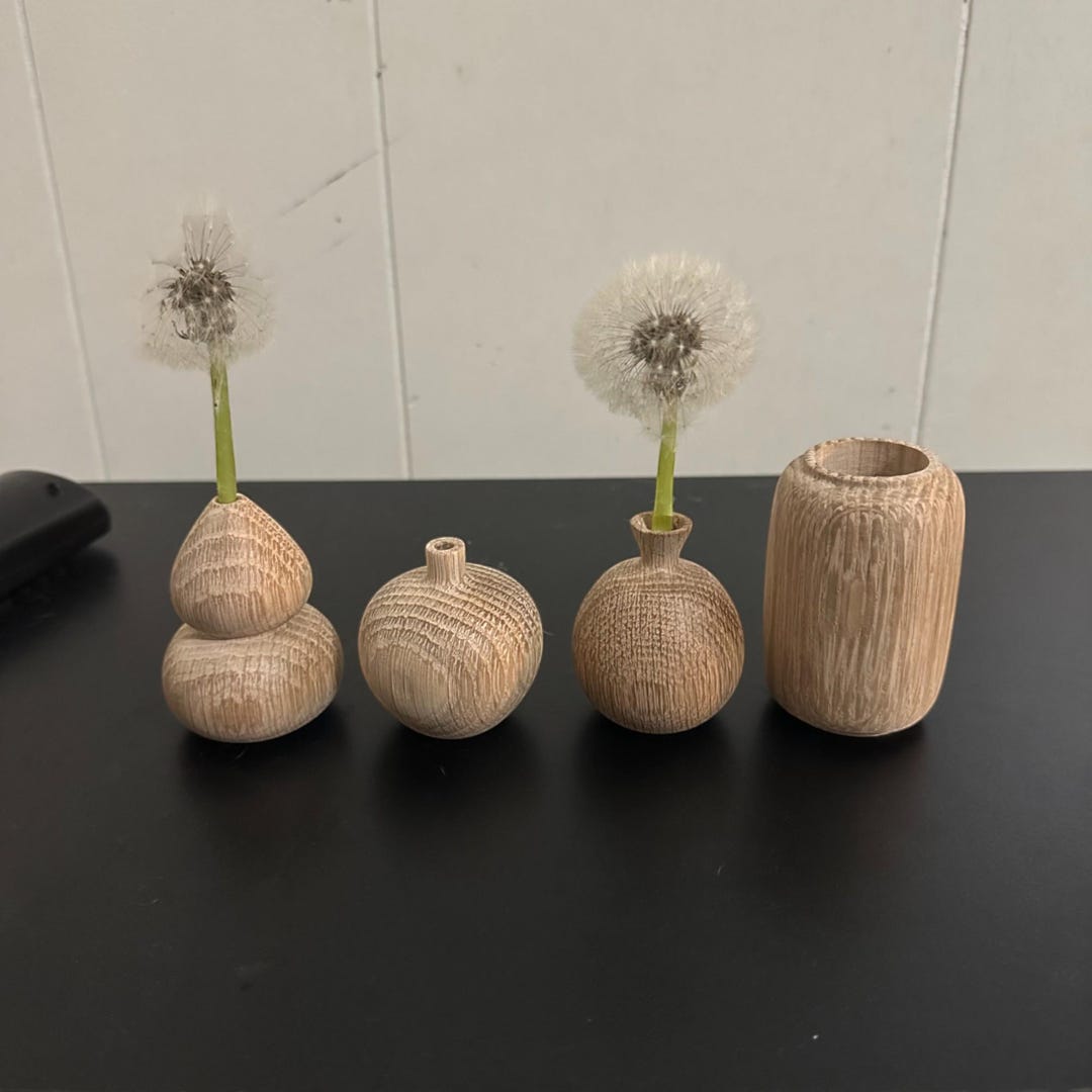 2 Inches Tall, Wooden Handmade Vase Beautiful Finishing, 4 Style Wooden ...