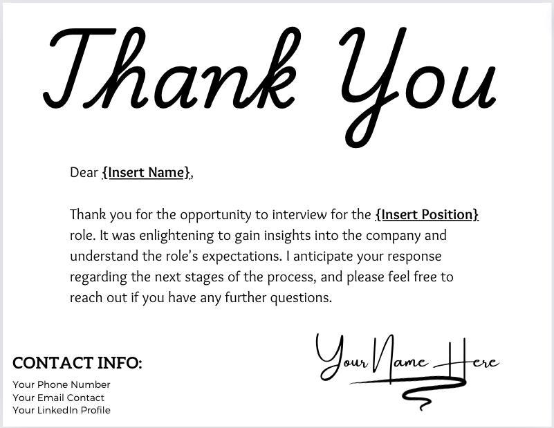 Digital Thank You Card for Job Interview - Etsy