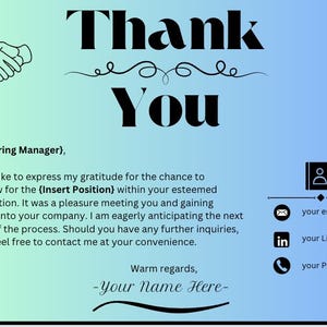Digital Job Interview Thank You Card - Designed to Be Sent to Hiring ...