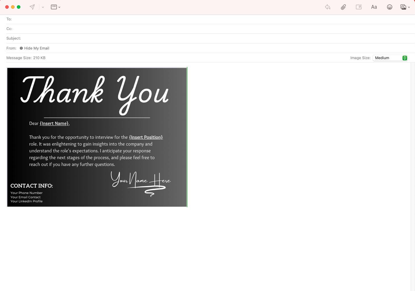 Digital Formal Thank You Card for Job Interviews - Black With White ...