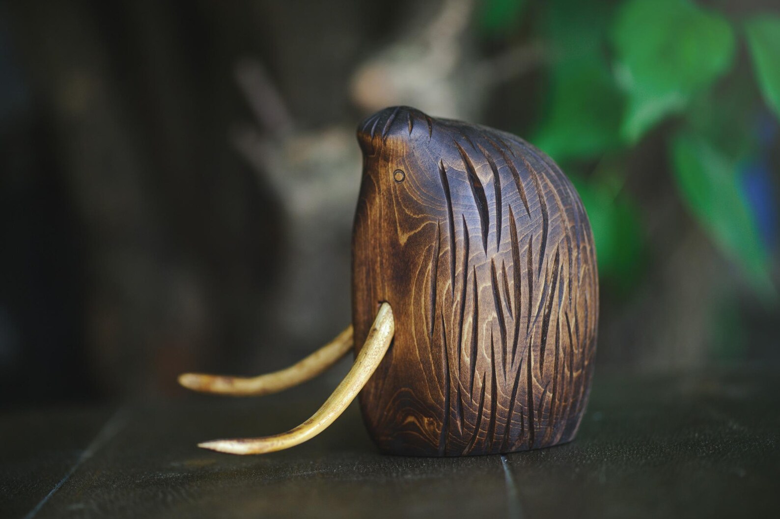 Wooden Mammoth Figurine Hand Carved From Natural Wood, Prehistoric ...