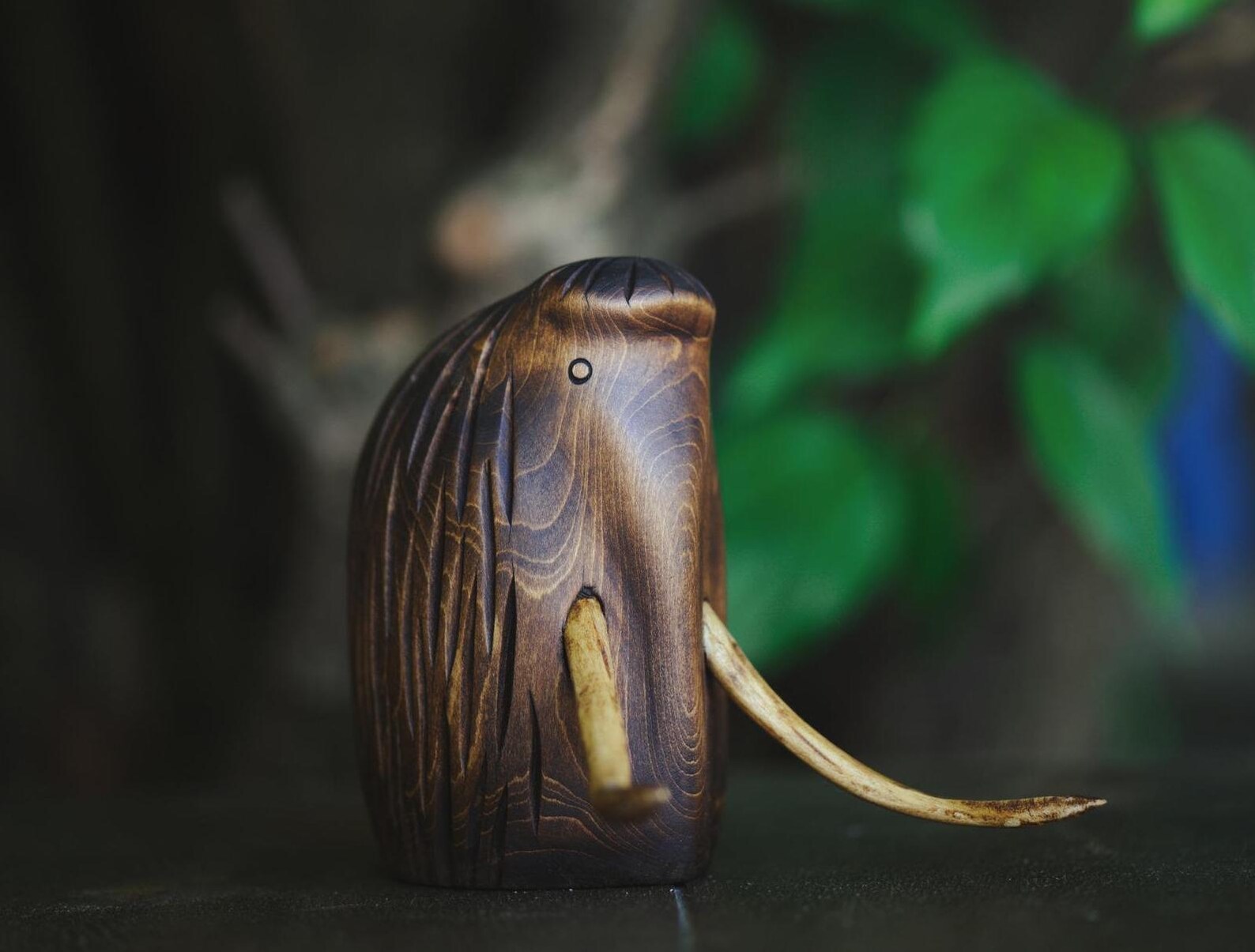 Wooden Mammoth Figurine Hand Carved From Natural Wood, Prehistoric ...