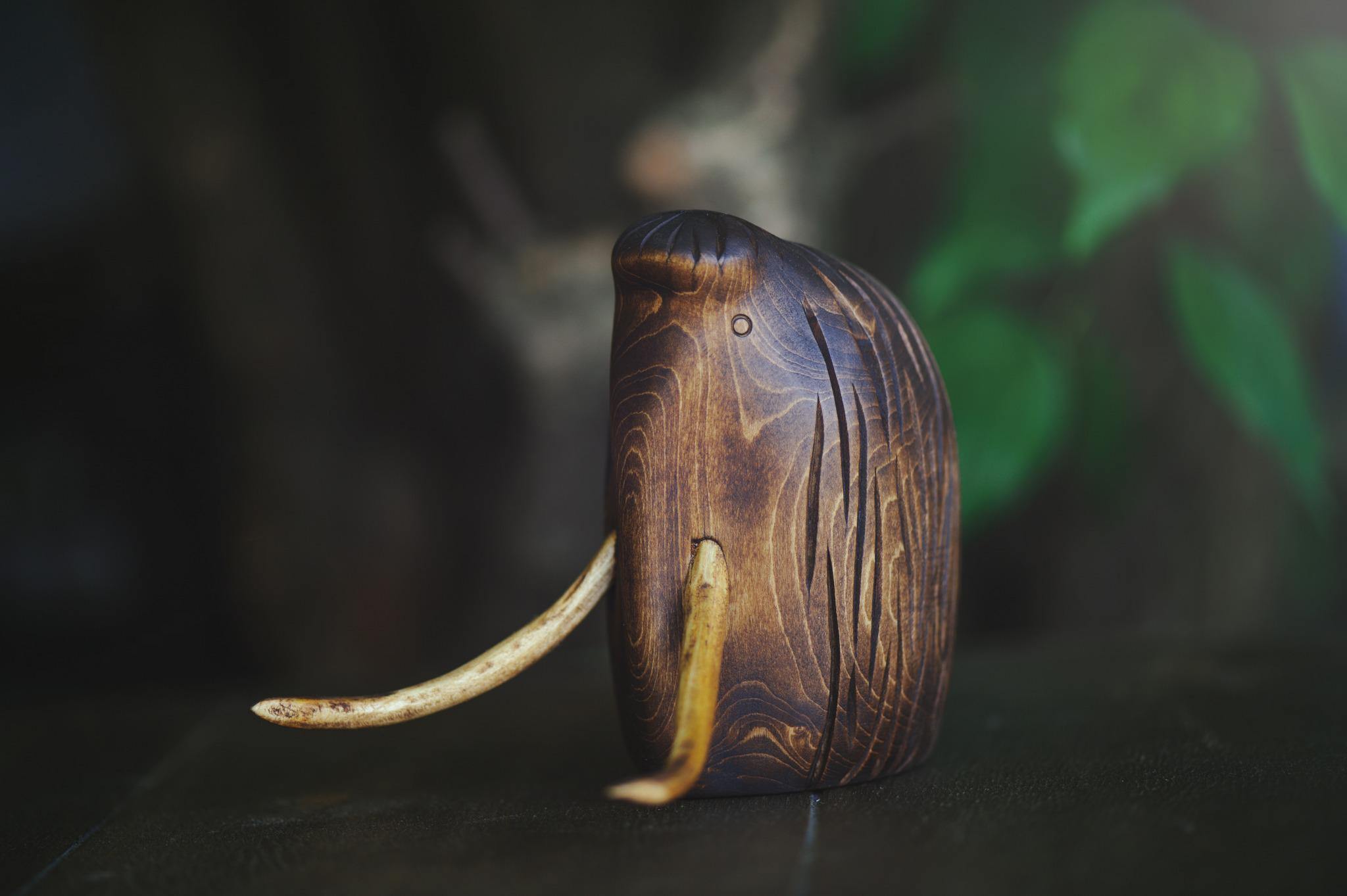 Wooden Mammoth Figurine Hand Carved From Natural Wood, Prehistoric ...