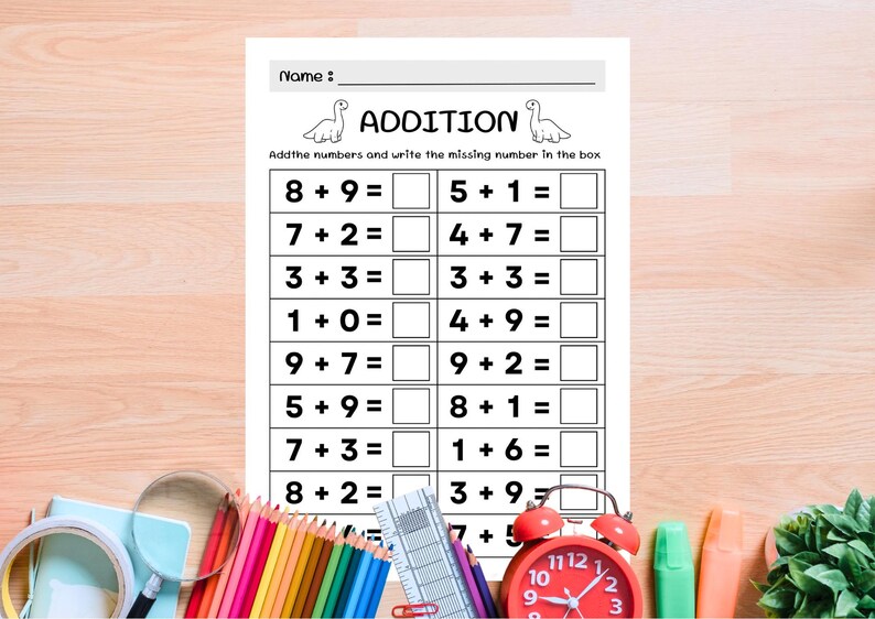 10 Printable Addition Worksheets, Fill in the Blanks - Maths Practice ...