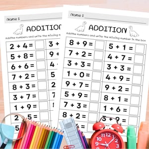 10 Printable Addition Worksheets, Fill in the Blanks - Maths Practice ...