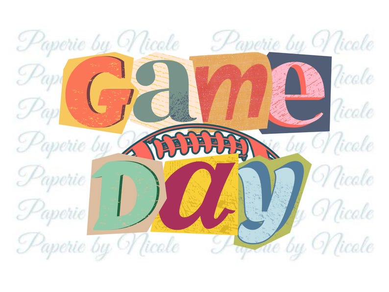 Colorful Football Game Day PNG 300dpi Transparent Background File, Game ...
