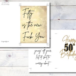 Funny Adult Printable 50th Birthday Card, Fifty is the New F*ck You ...
