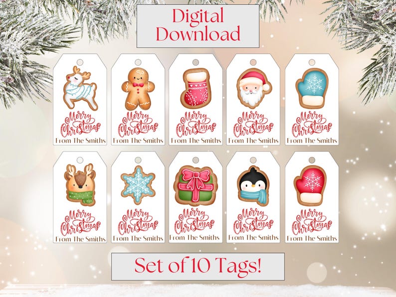 Editable Printable Christmas Cookie Gift Tags, Digital Download ...