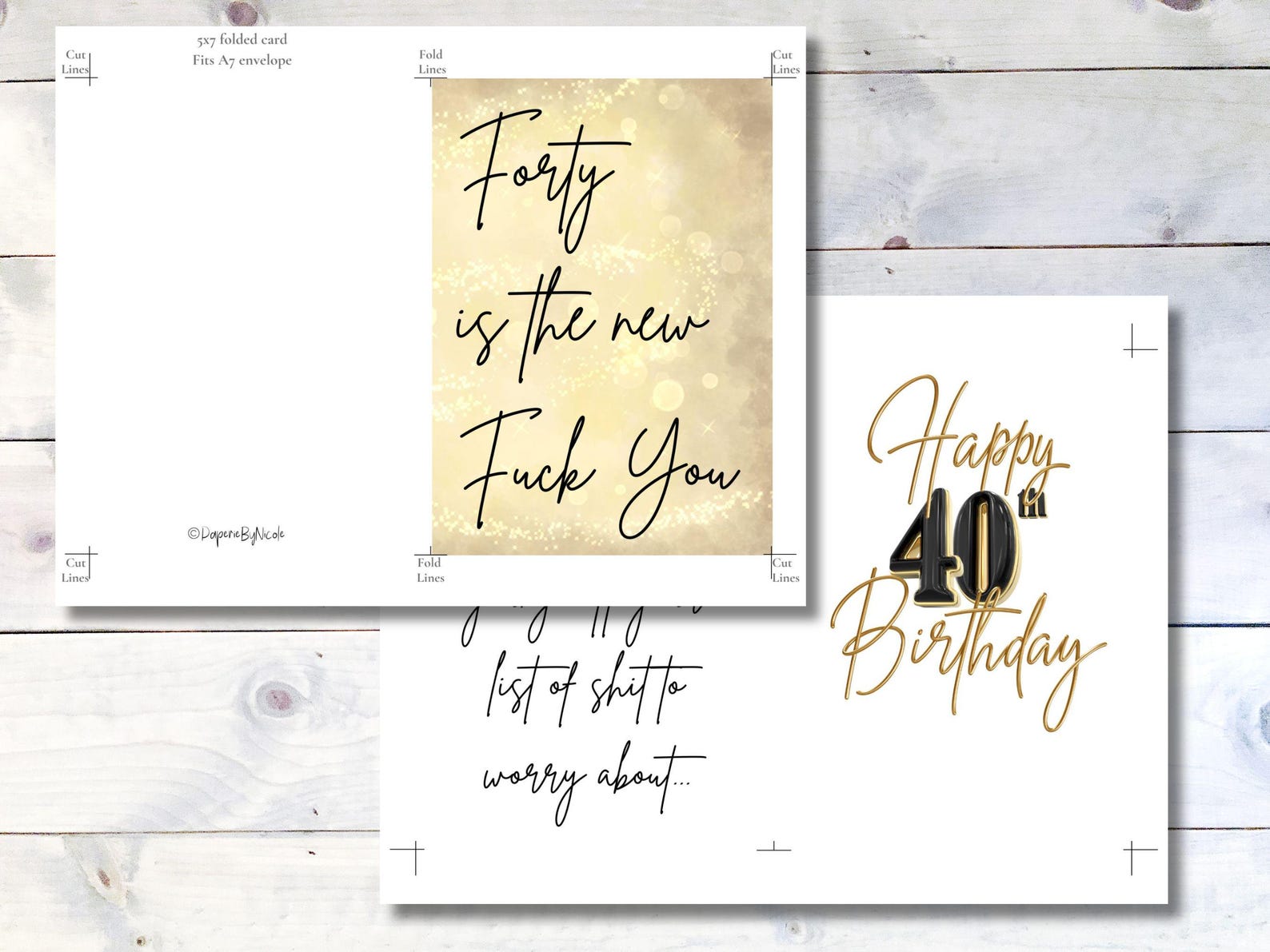 Funny Adult Printable 40th Birthday Card, Forty is the New F*ck You ...