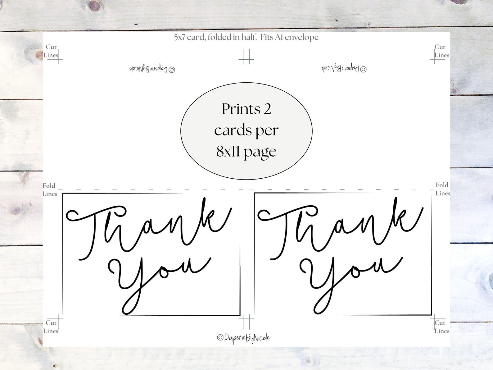 Printable Thank You Card, Instant Download PDF, Simple Thank You Card ...