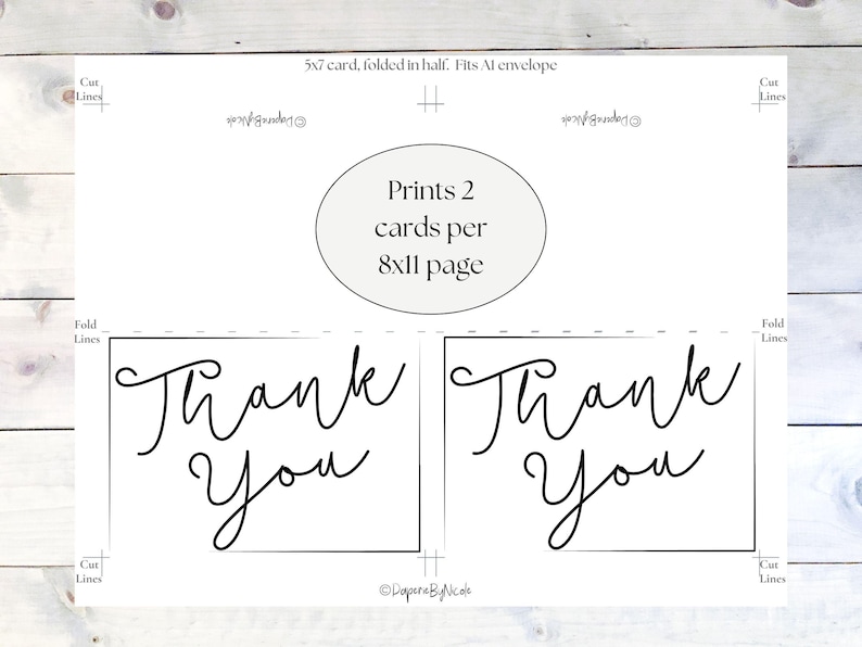 Printable Thank You Card, Instant Download PDF, Simple Thank You Card ...