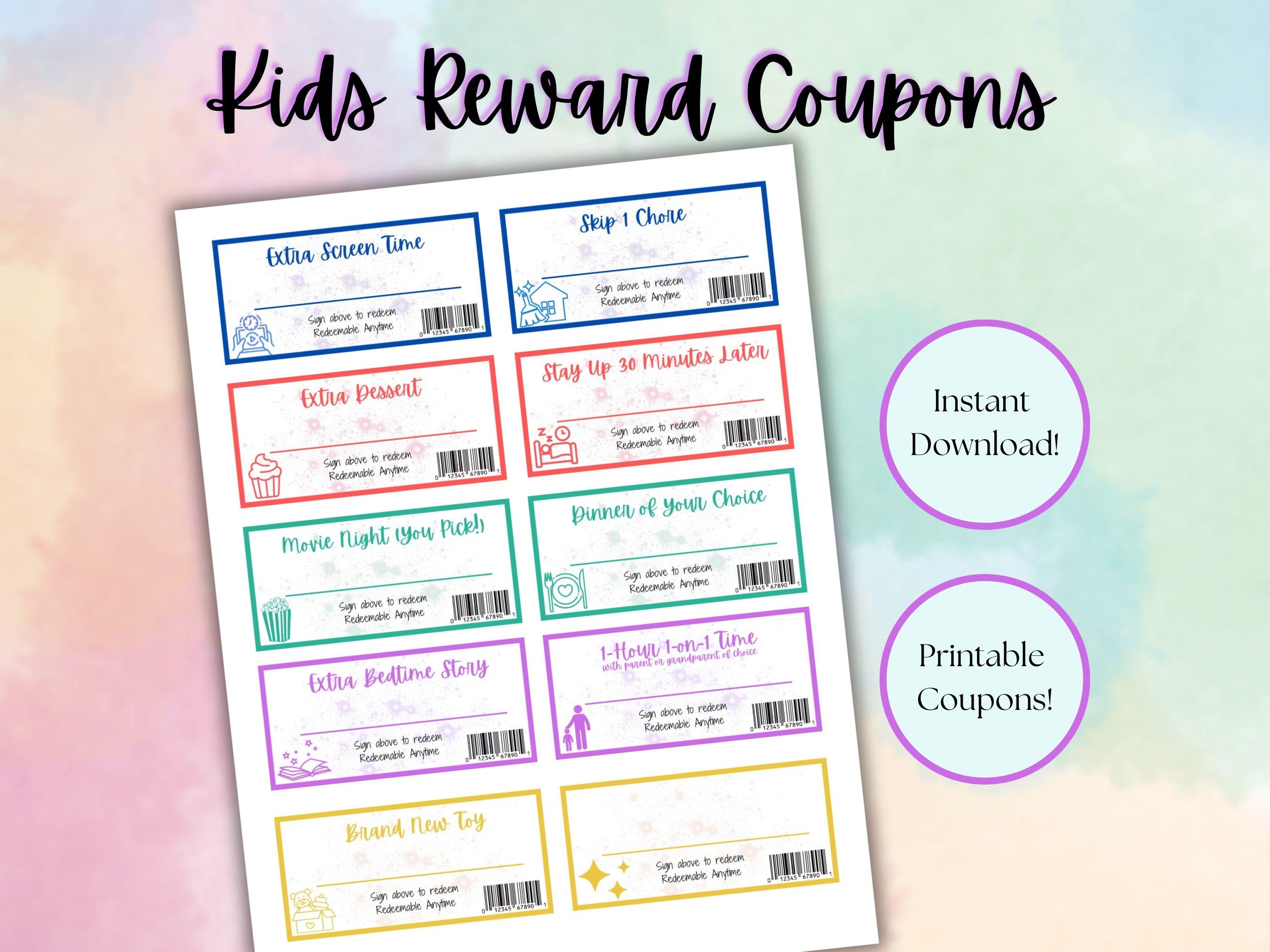 Printable Kids Reward Coupons - Etsy