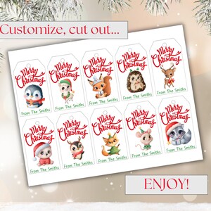 Editable Printable Woodland Animals Christmas Gift Tags, Digital ...