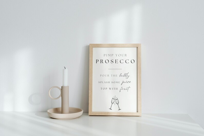 Pimp Your Prosecco Sign | Editable Canva Template | Black & White Bar ...