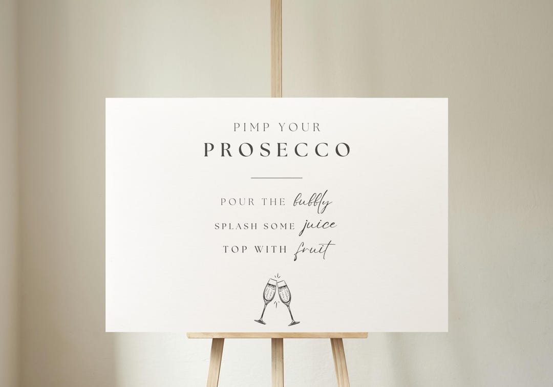 Pimp Your Prosecco Sign | Editable Canva Template | Black & White Bar ...