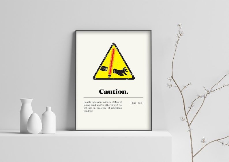 Star Wars Caution Poster Minimalist Movie Poster Vintage Retro Art ...