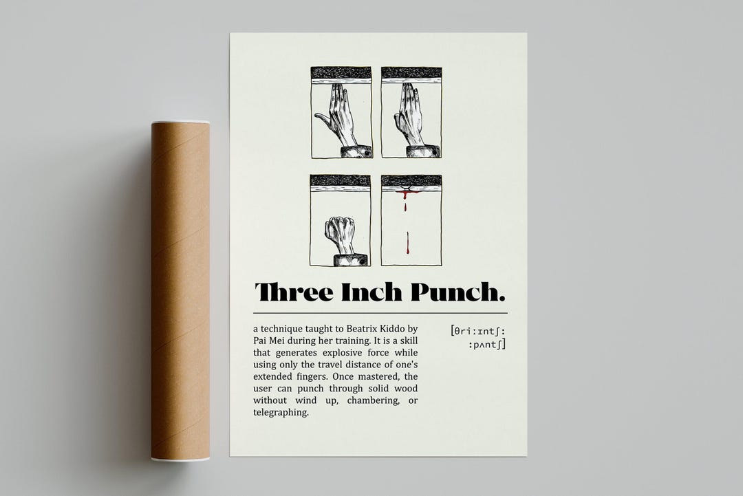 Kill Bill Three Inch Punch Poster Tarantino Movie Poster Minimalist Movie Poster Vintage Retro ...