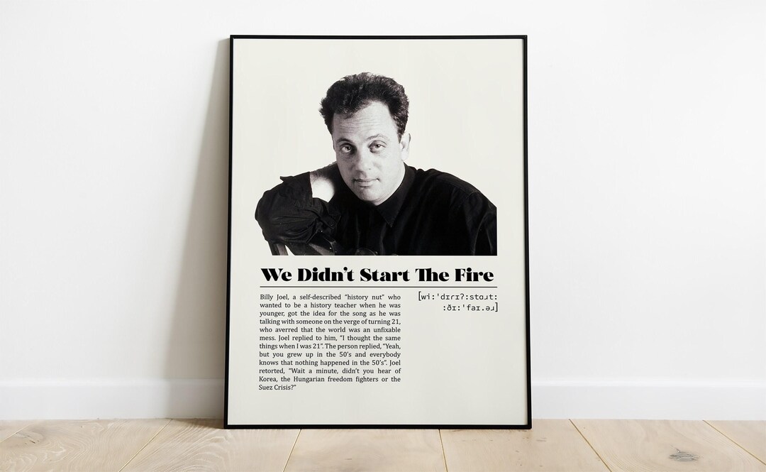 Billy Joel We Didn't Start the Fire Poster Music Poster Minimalist ...