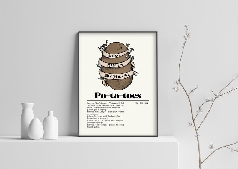 LOTR Po-ta-toes Poster Peter Jackson Minimalist Movie Poster Vintage ...