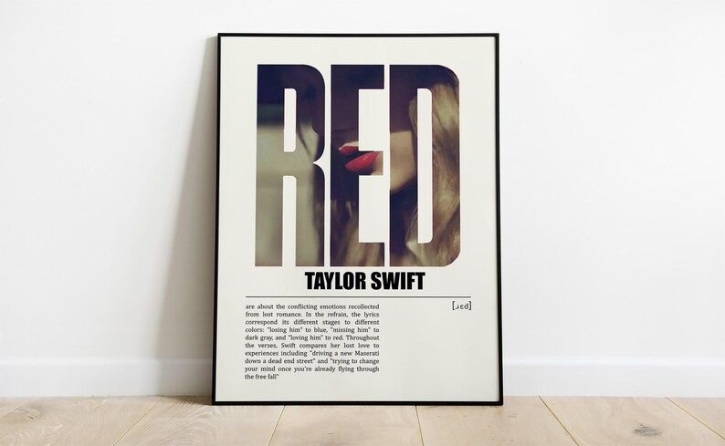 Taylor Swift Red Poster Minimalist Music Poster Vintage Retro Art Print Custom Poster Wall Art ...